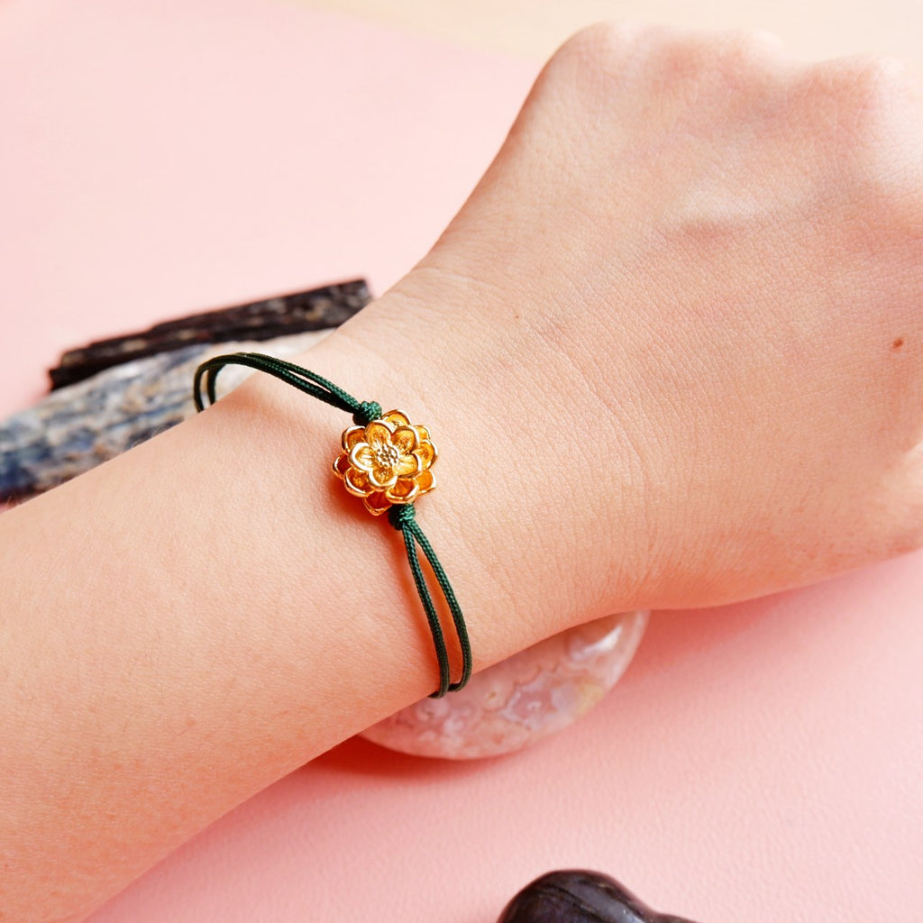 Jade and Lotus on Thread Bracelet – Made by KCA
